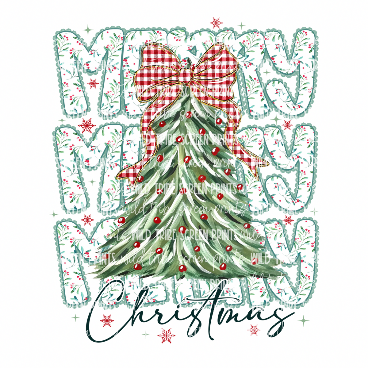 Checker Bow Mistletoe Merry – Wild Tribe Screen Prints LLC