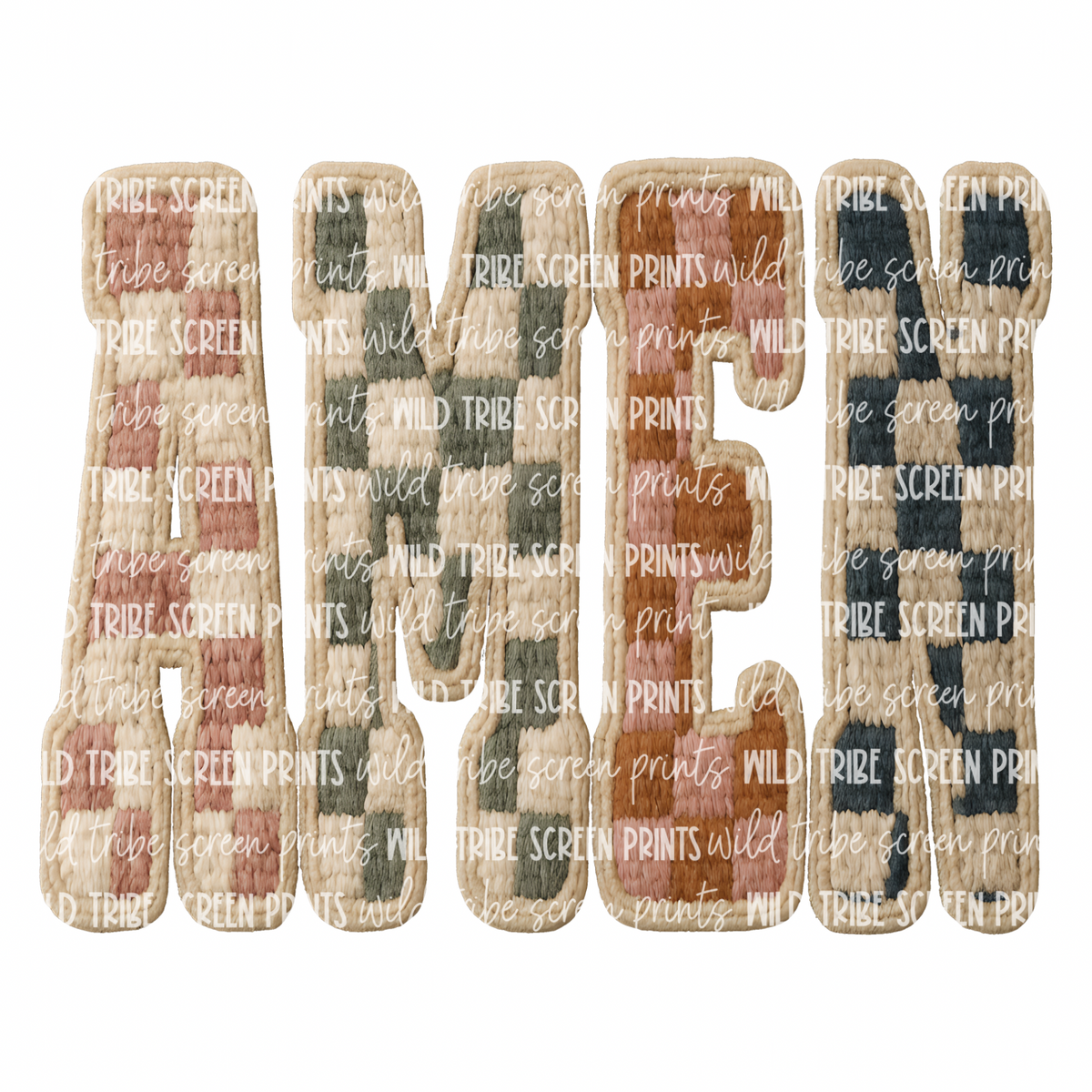 Checker Amen Faux Patch – Wild Tribe Screen Prints LLC
