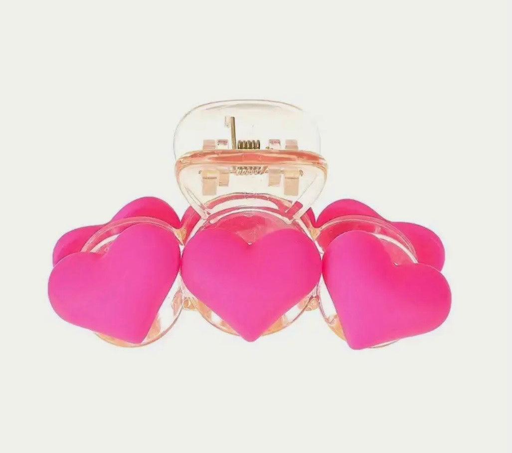 Pink triple heart hair clip – Wild Tribe Screen Prints LLC