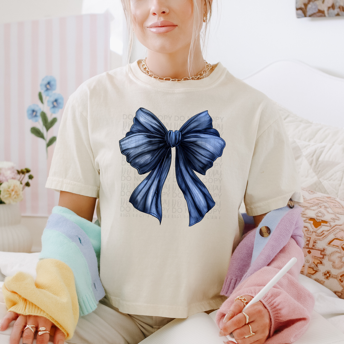 Blue Bow - DTF FILM TRANSFERS – Wild Tribe Screen Prints LLC