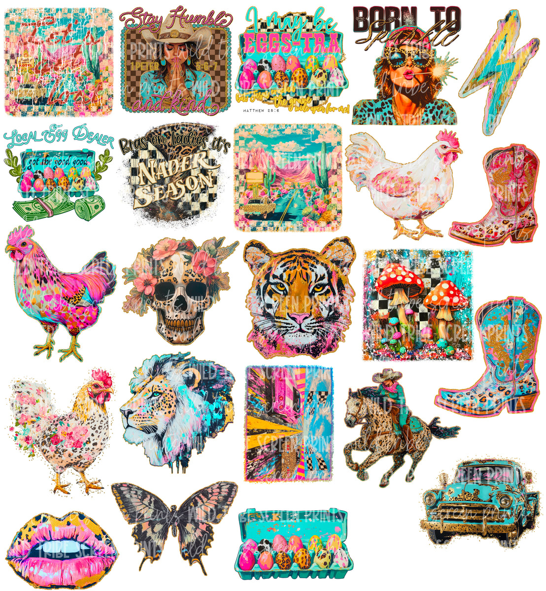 Watercolor western - Pockets- DTF Gang Sheet/ HOT PEEL – Wild Tribe ...