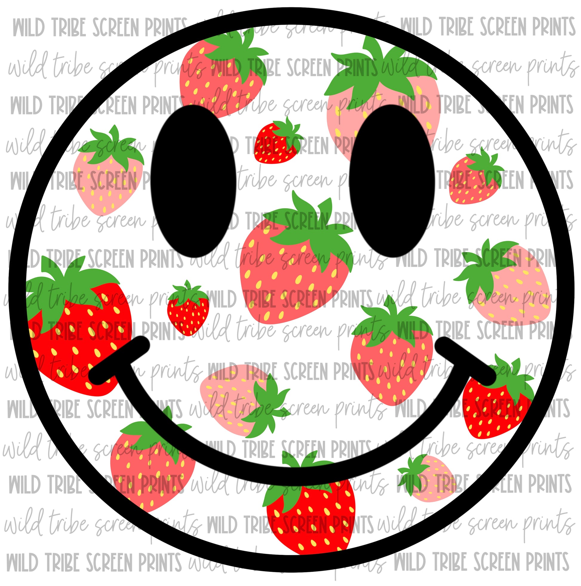 Strawberry smiley face – Wild Tribe Screen Prints LLC