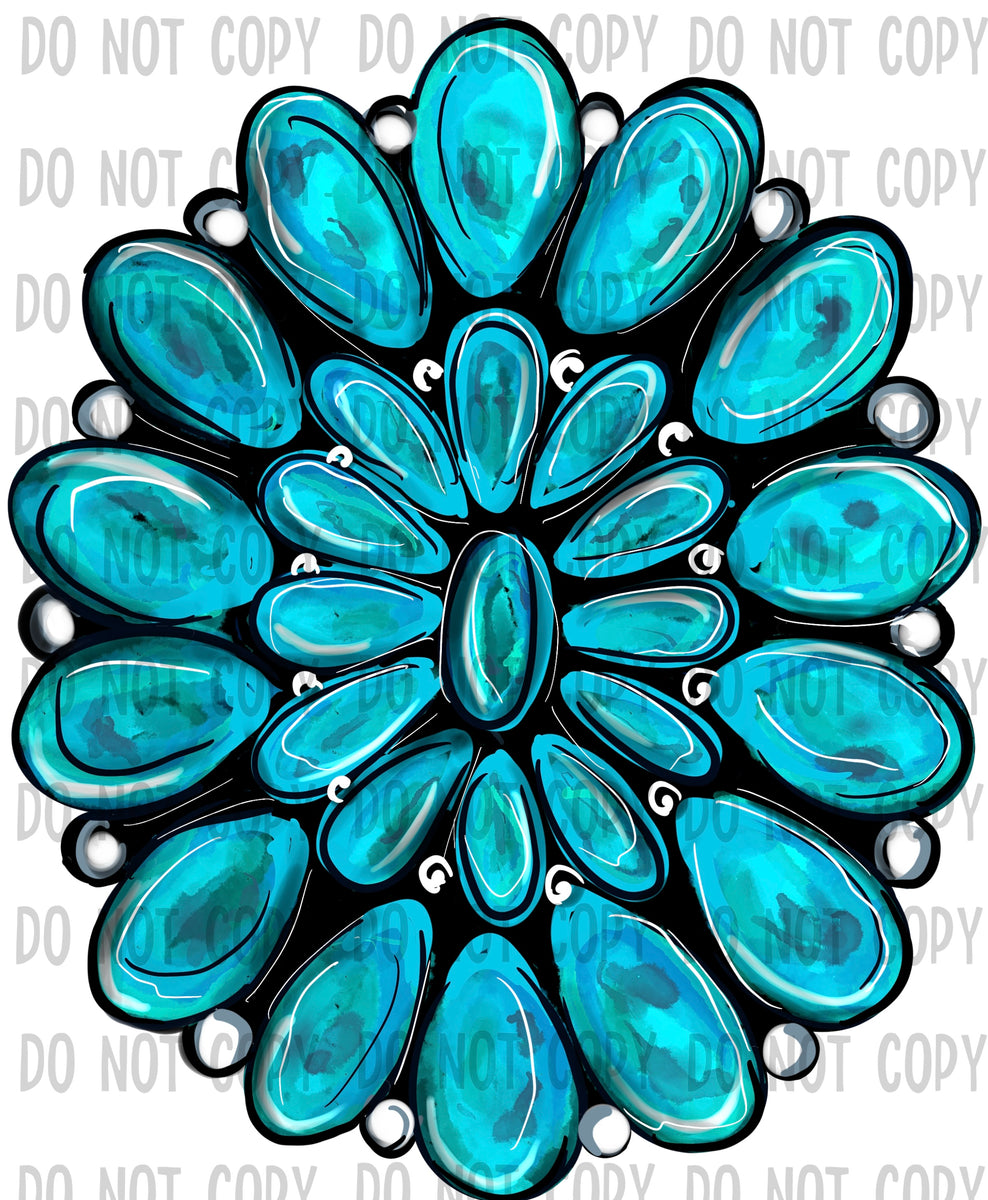 Turquoise concho – Wild Tribe Screen Prints LLC